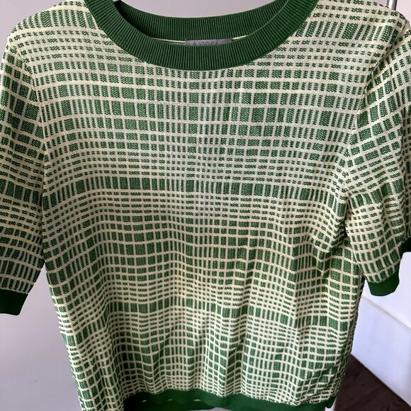 COS | Tops | Cos Textured Knit Shortsleeve Sweater Green Cream | Poshmark